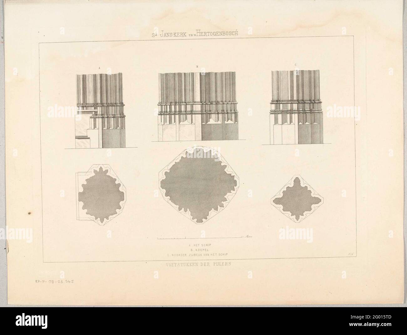 Diameter and side view of pillar pedestals; Footpoints of the pillars ...