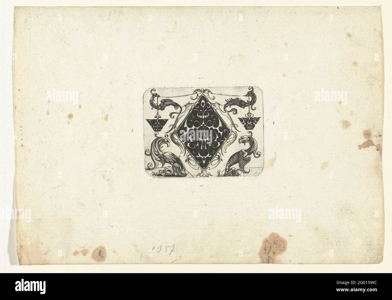 Diamond-shaped pendant between animal figures; Designs for jewelry ...