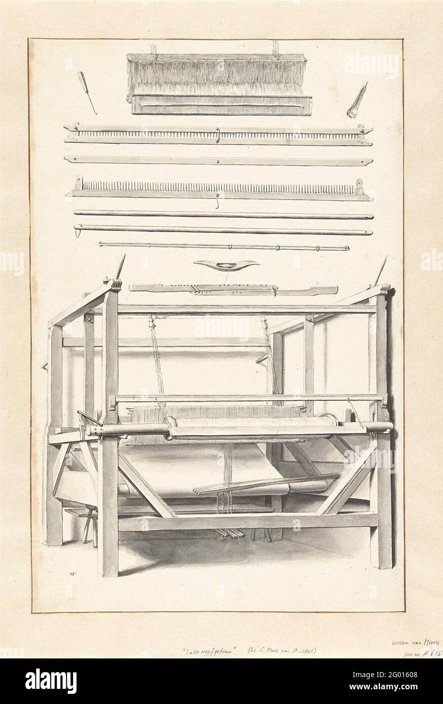 The sheet manufacture: a loom and some separate parts Stock Photo - Alamy