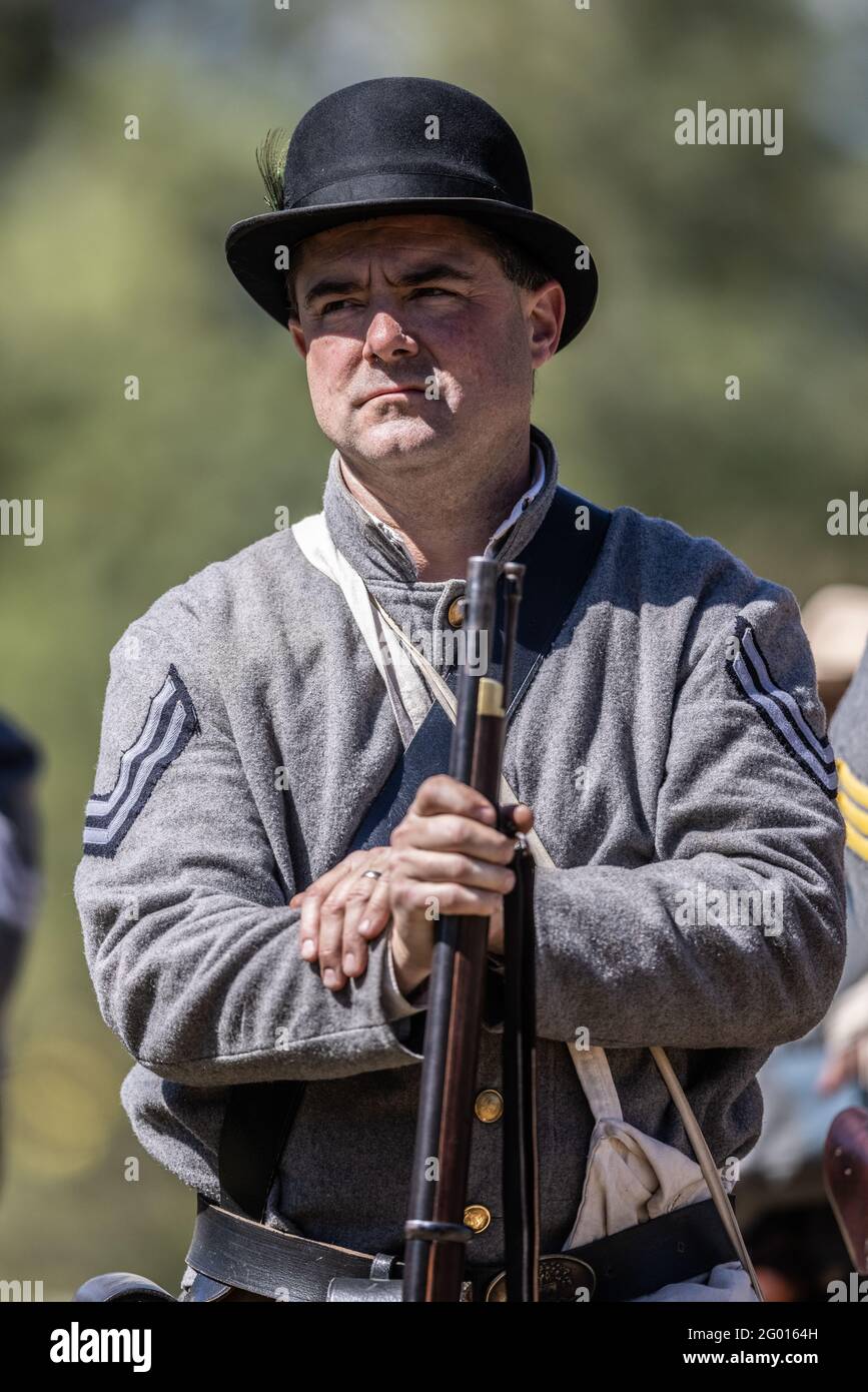American Civil War Reenactors at the Cheney, Washington reenactment ...