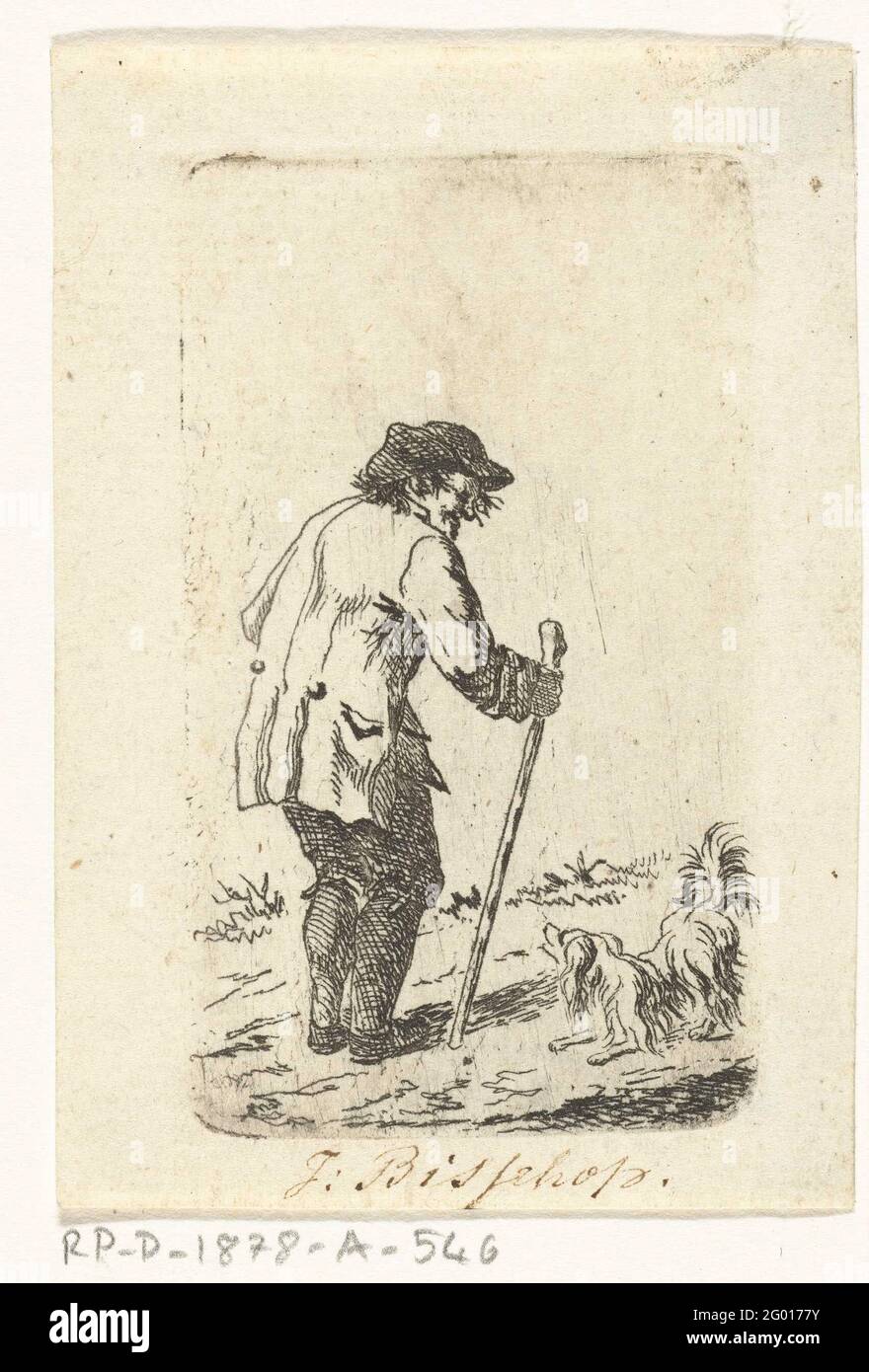 Old man supporting on a stick. An old man supporting a stick on the ...