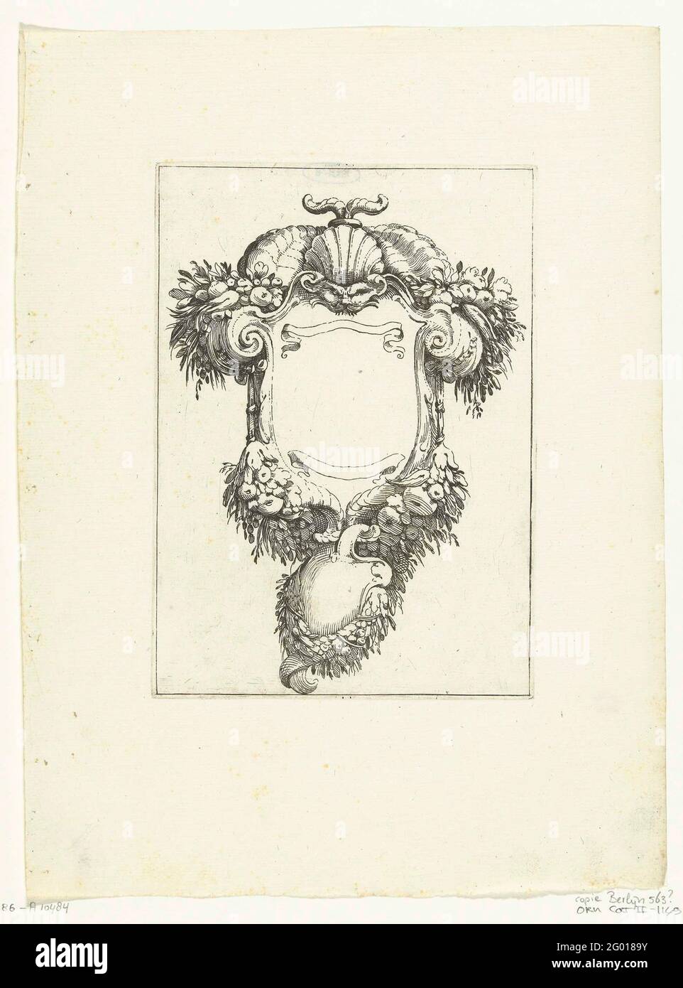 Cartouche with mask and horns of plenty; Cartouches. Cartouche awarded ...