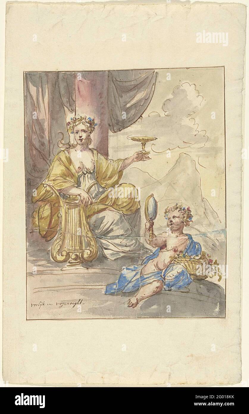 Allegory on cheerfulness and pleasure. Design for a painting Stock ...