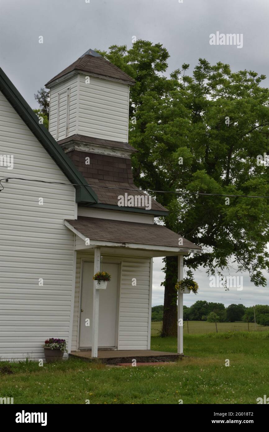Simple white bell tower church hi-res stock photography and images - Alamy