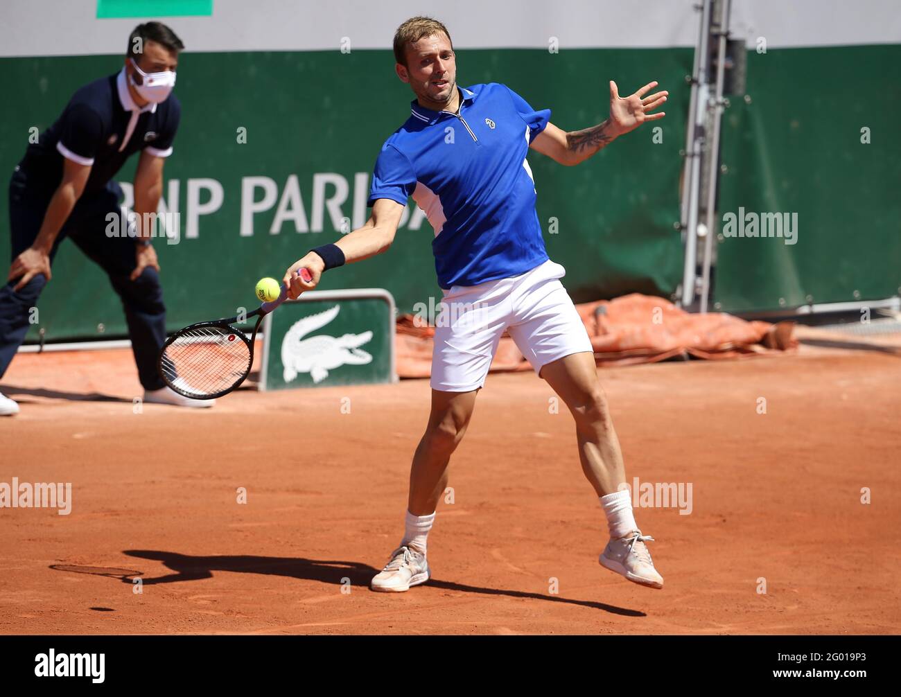 Daniel Evans of Great Britain during day 1 of the French Open 2021, a ...
