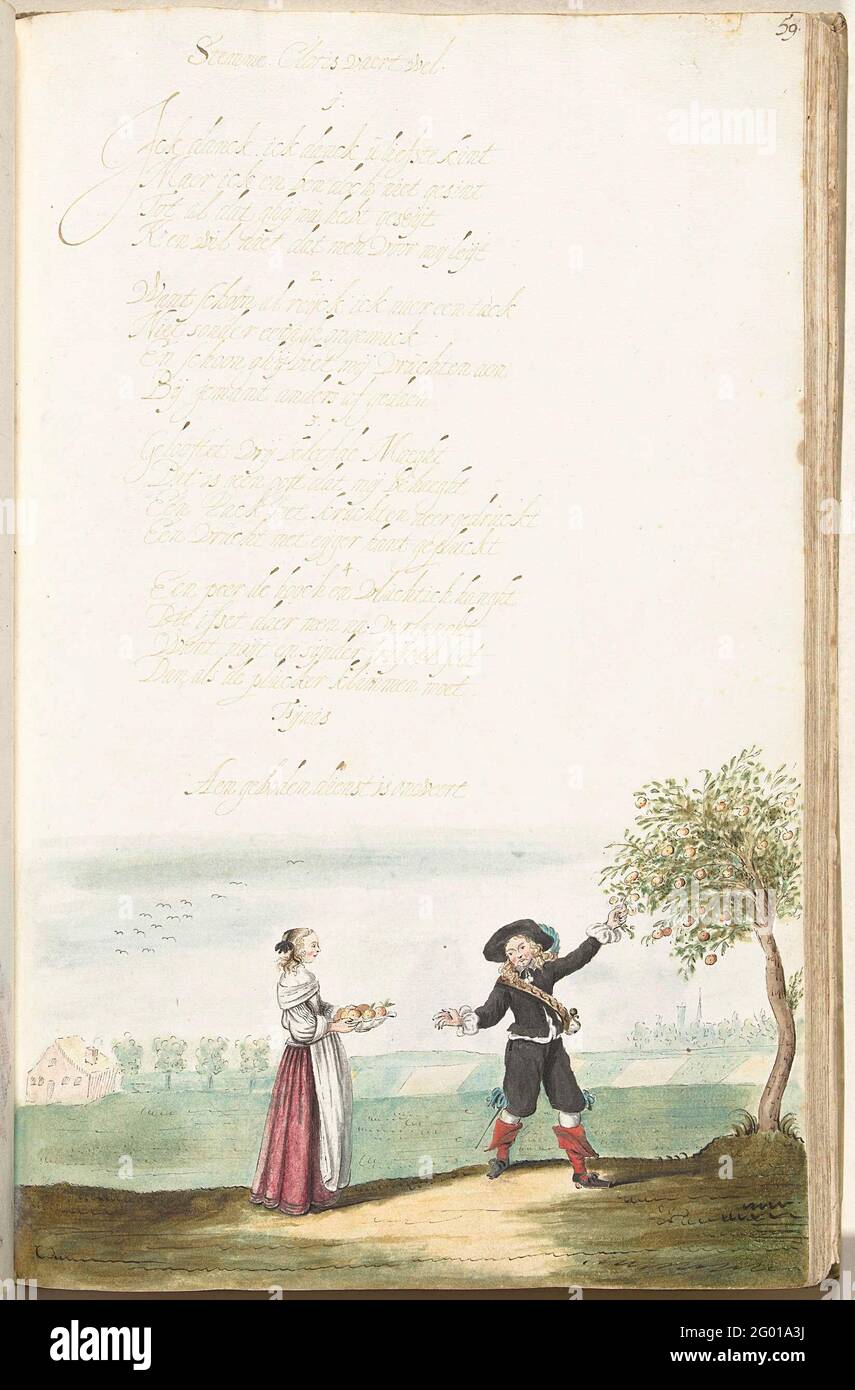 Fruit picking soldier and a young lady. Fruit picking soldier and a ...