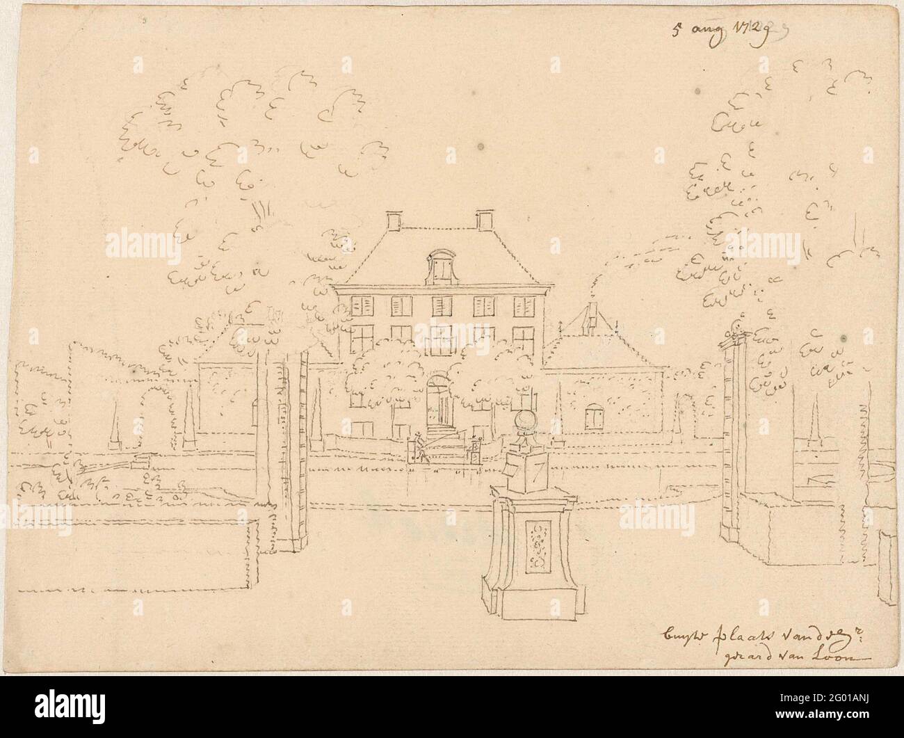 Buitenplaats of Gerard van Loon, rear view with garden. The ...