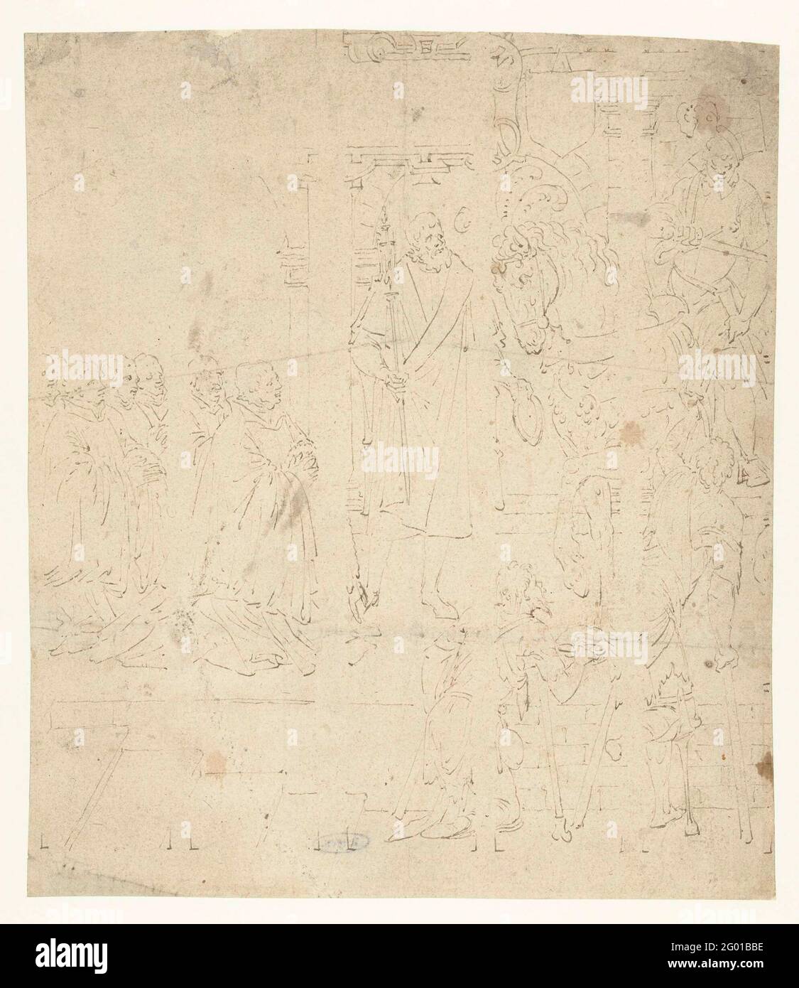 Saint Martin and Deacons. Design drawing for a glass window ...