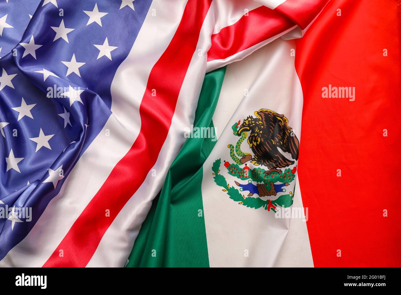 Mexican and USA flags as background, closeup Stock Photo - Alamy
