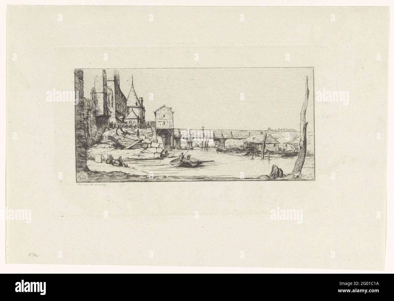 Temporary pedestrian bridge on site from Pont-au-Change after the 1621 ...