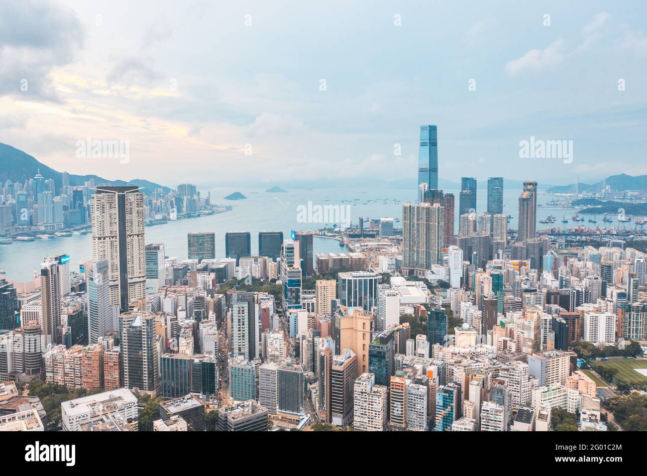 Epic aerial view of downtown Kowloon of Hong Kong, daytime Stock Photo ...
