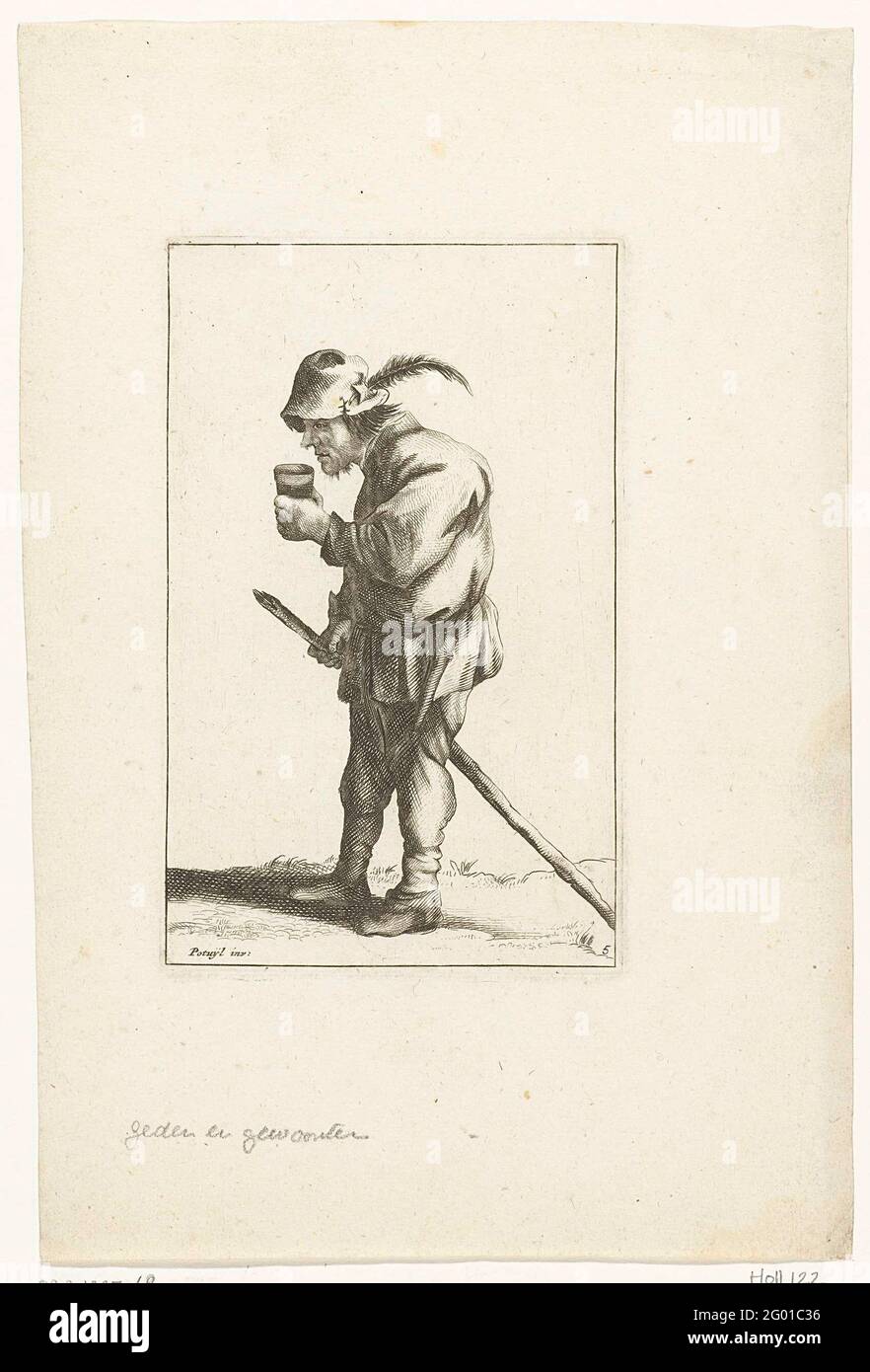 Farmer with glass in hand and stick; Some farmers Stock Photo - Alamy