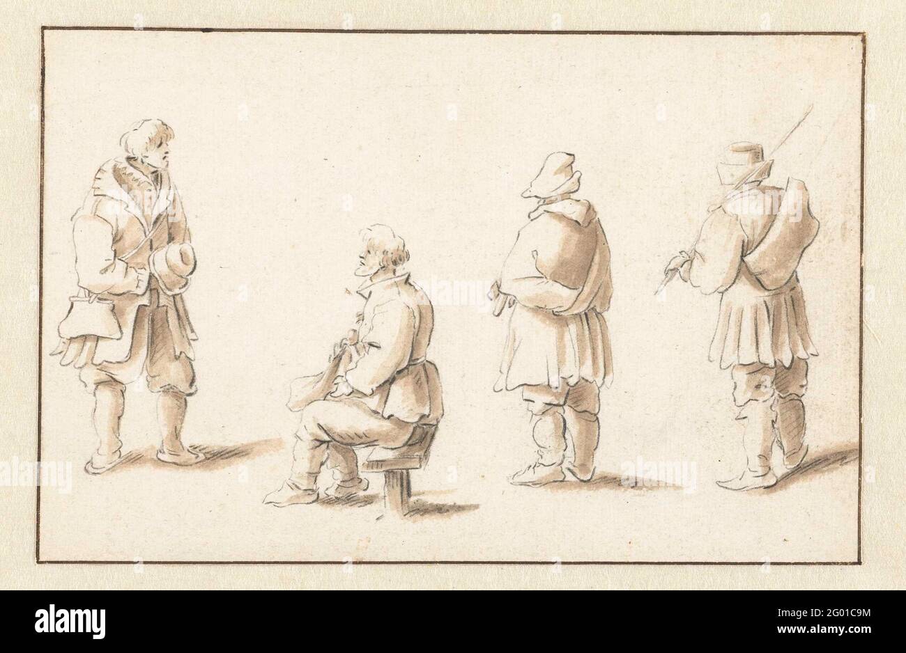 A seated and three standing men Stock Photo - Alamy