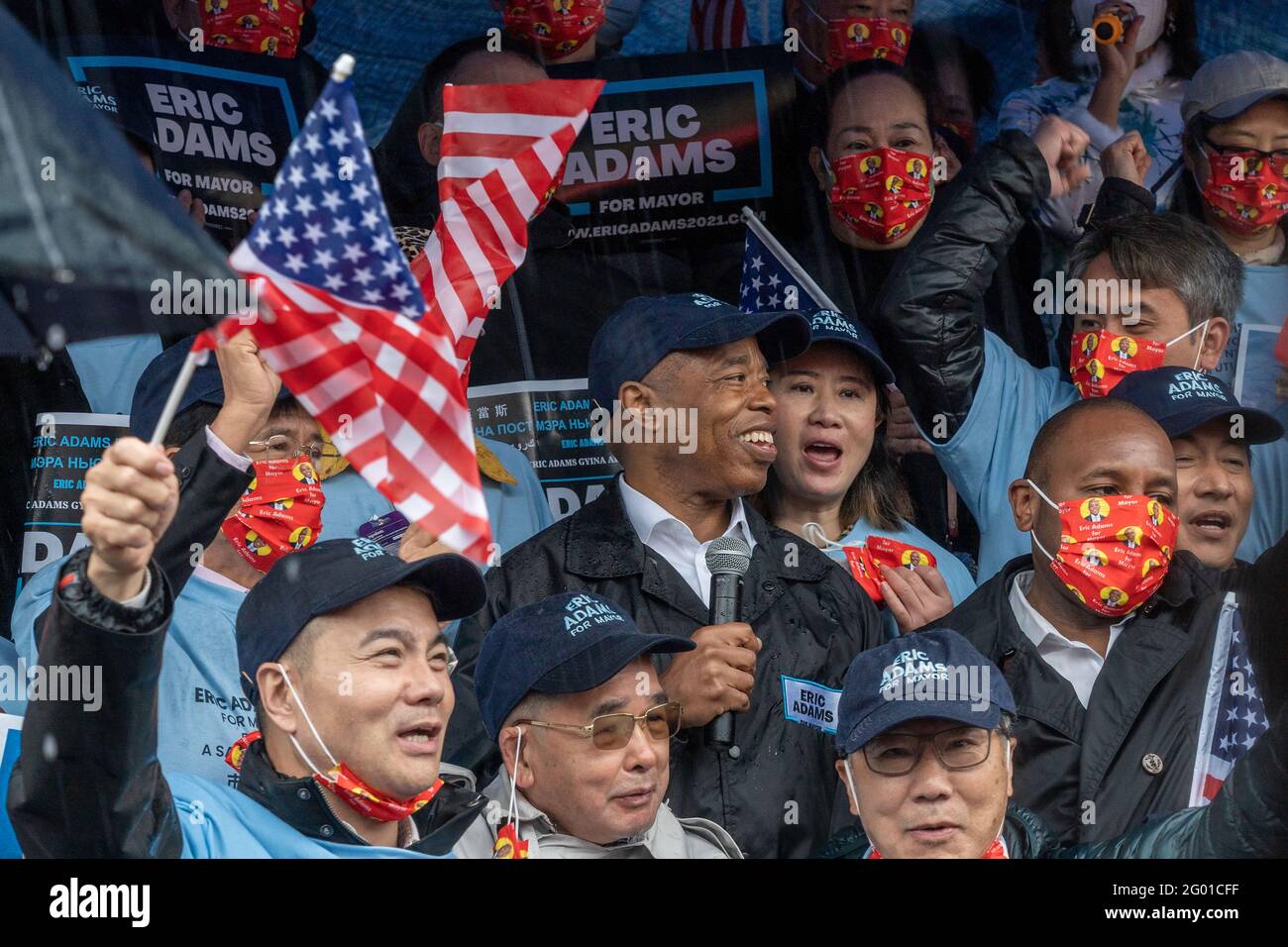 New York City mayoral candidate Eric Adams speaks at a rally held ...
