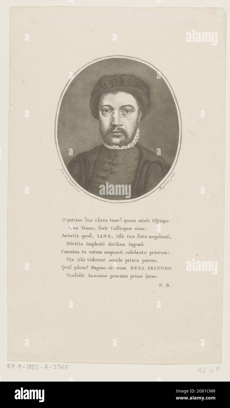 Portrait of Janus Secundus. Portrait bust from Janus Secundus in oval ...