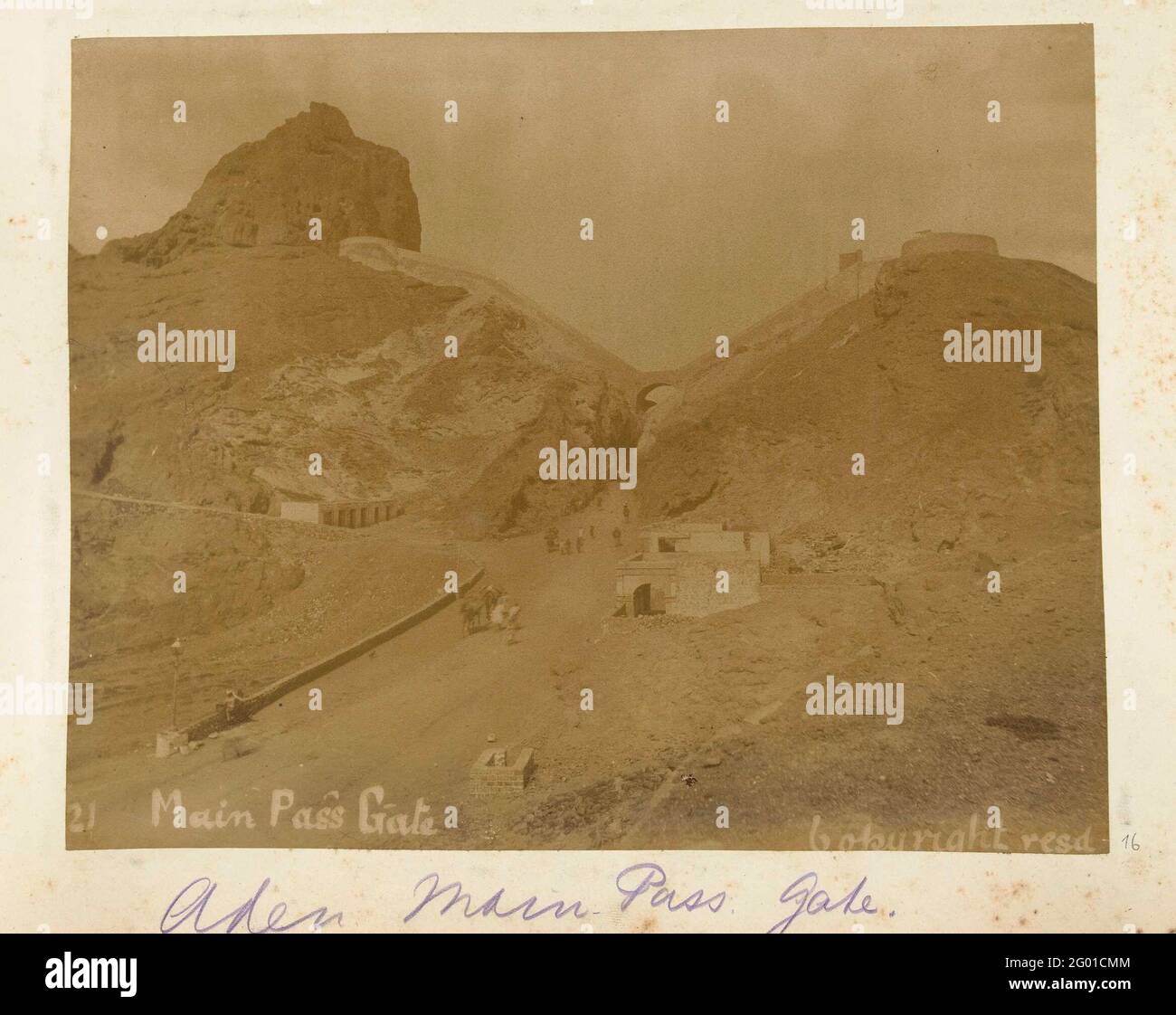 Gate through the mountain pass of Aden; Aden. Main Pass Gate Stock ...