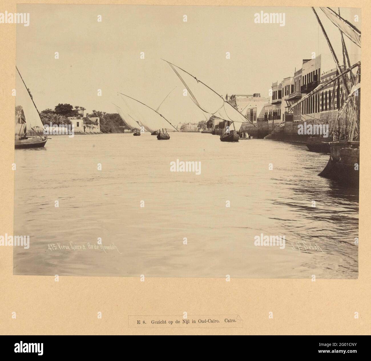 Sailing ships at the island of El Raoudha in Cairo.; E 8. View of the ...