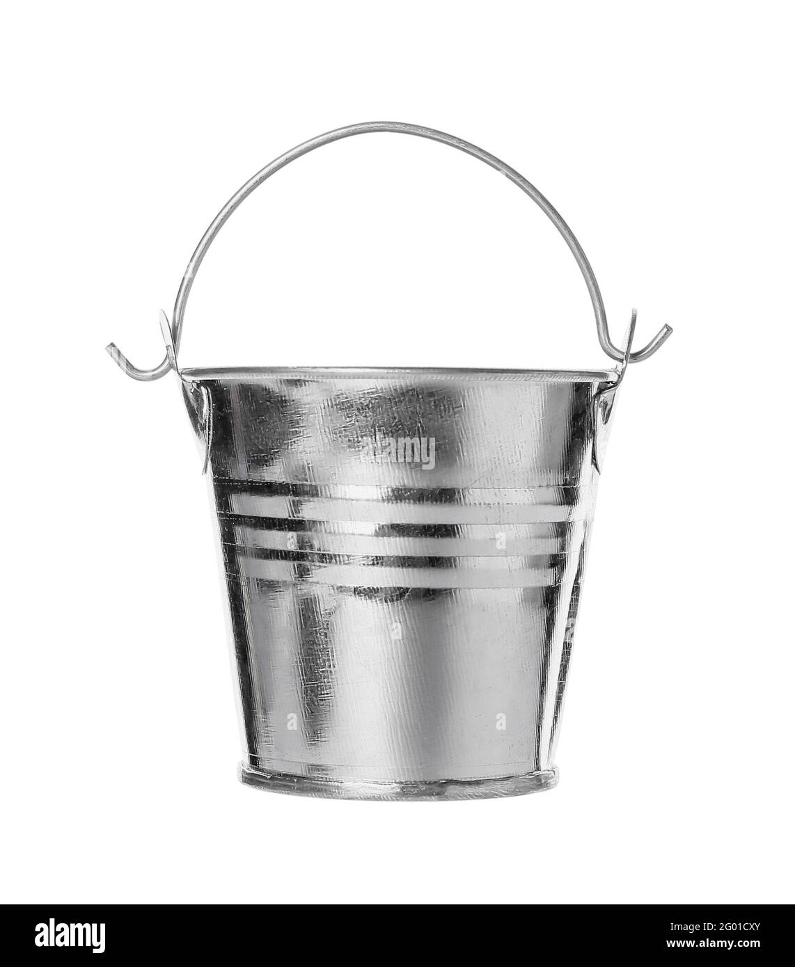 Shiny bucket on white background Stock Photo - Alamy