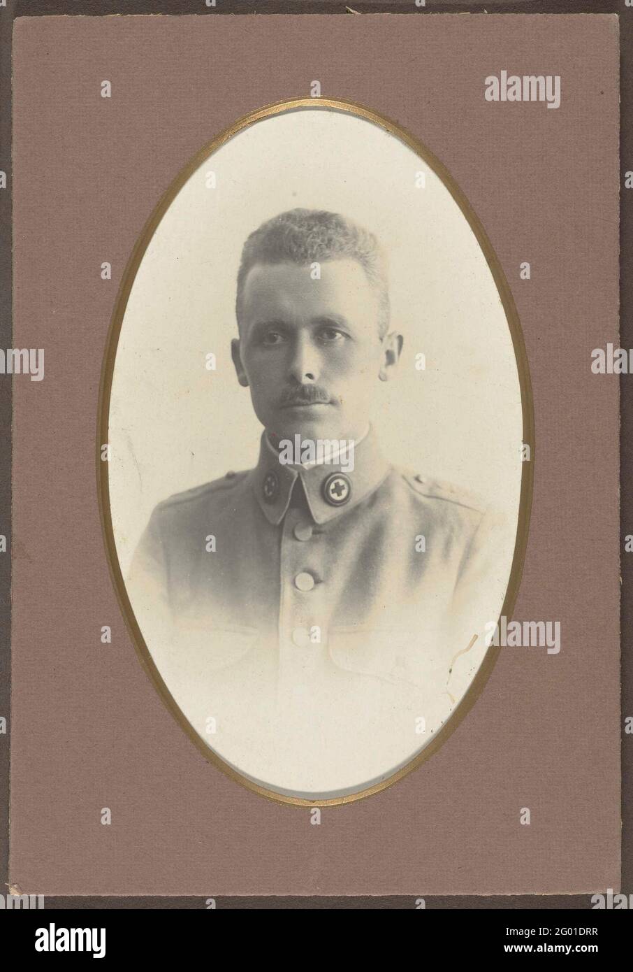 Oval studio portrait of a man with mustache in a military uniform Stock ...