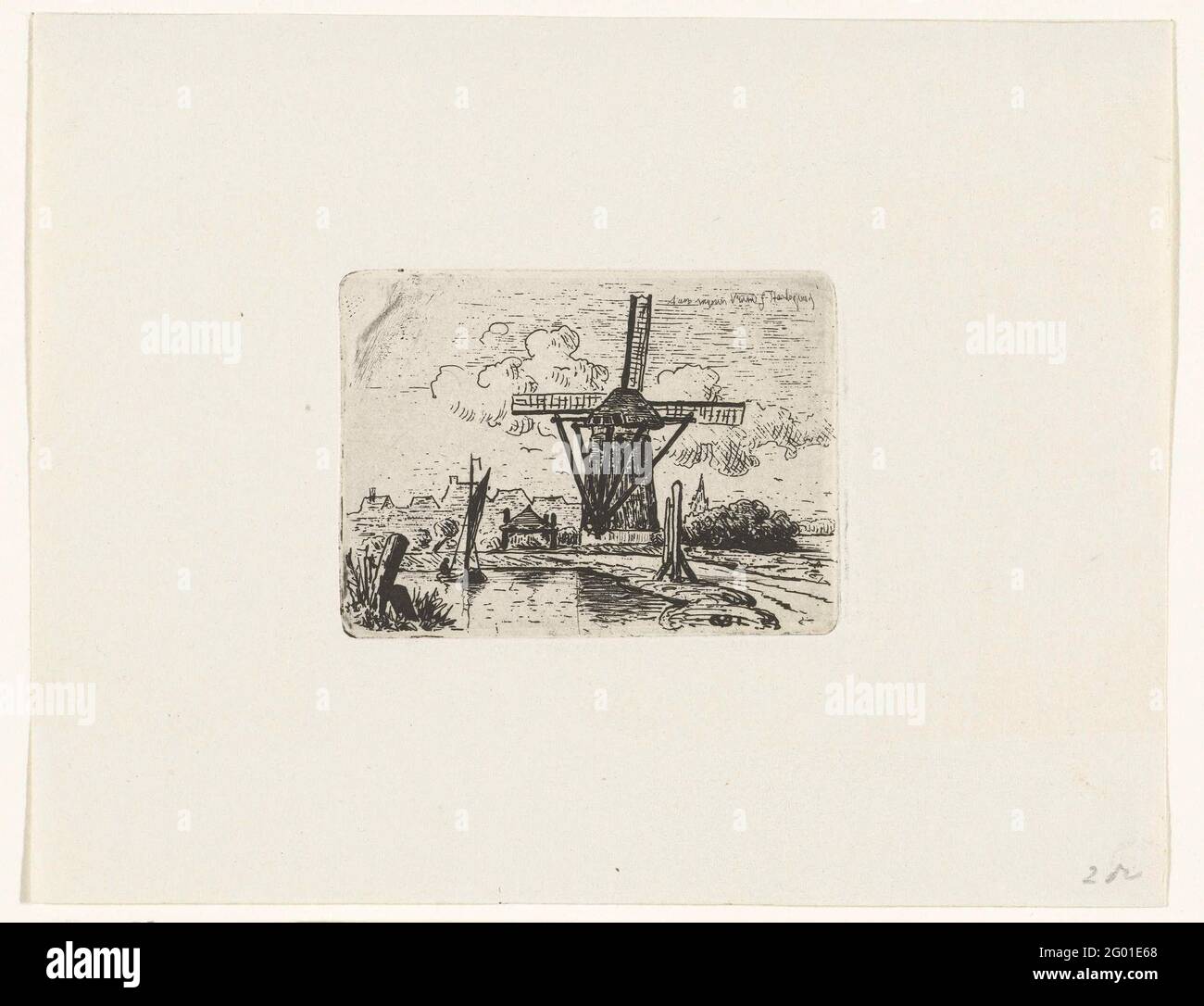 Landscape with mill on water Stock Photo - Alamy