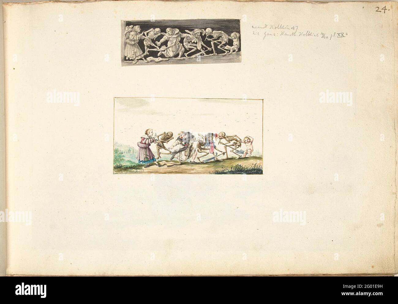 Dance of death. Two drawings with death dance Stock Photo - Alamy