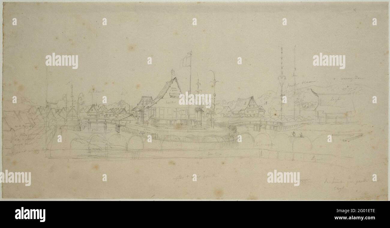 View of Tondano with decorated bamboo lights, North Celebes. View of ...