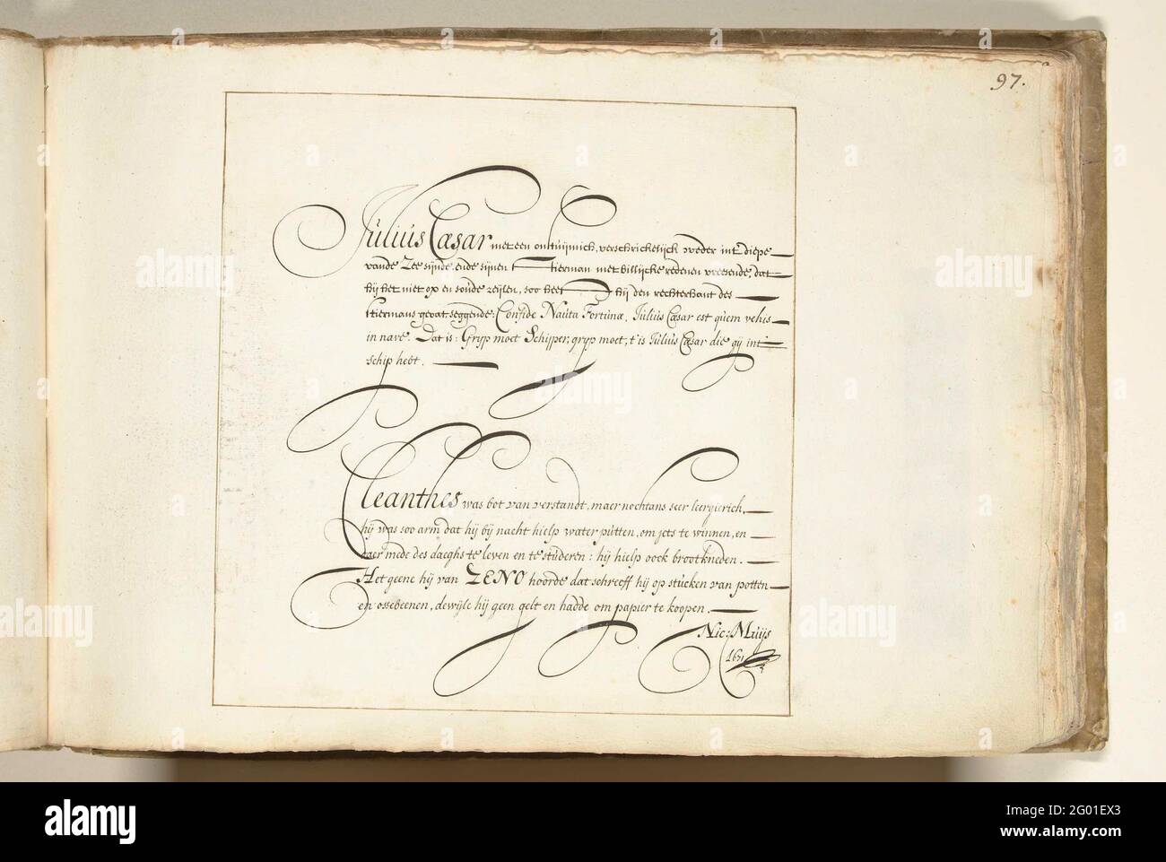 Demonstration of clean writing art. Two paragraphs in a record Stock ...