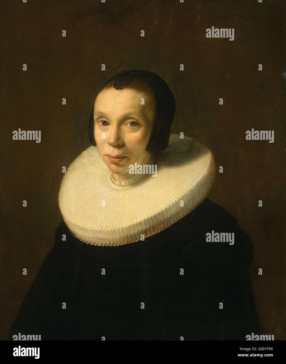 Portrait of a woman. Portrait of a woman. Bust to the left, in black ...