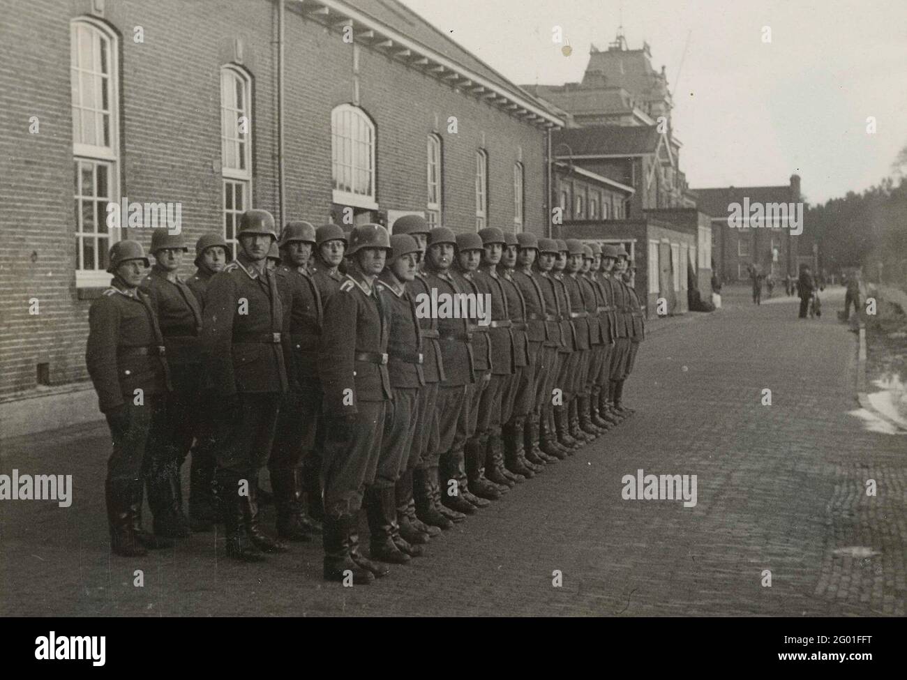 German soldiers for a barracks. German Wehrmacht soldiers stand in ...