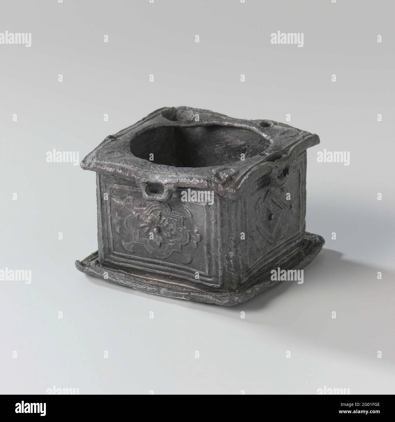 Inkwell, rectangular, decorated with cartouches on the sides. Inkwell ...