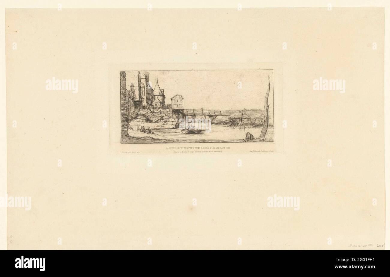 Temporary pedestrian bridge on site from Pont-au-Change after the 1621 ...