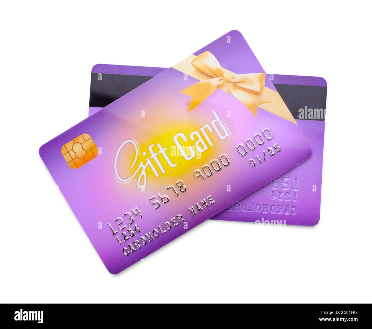 Gift cards on white background Stock Photo - Alamy