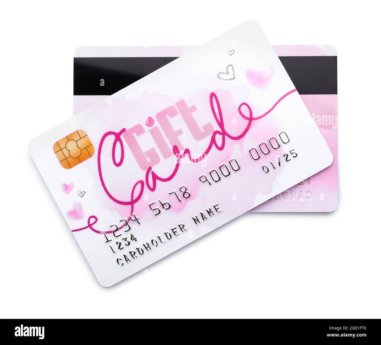 Gift cards on white background Stock Photo - Alamy
