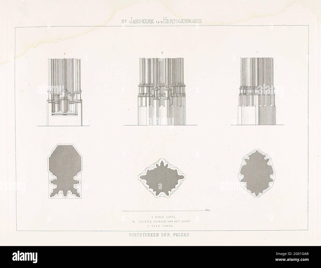 Diameter and side view of pillar pedestals; Footpoints of the pillars ...