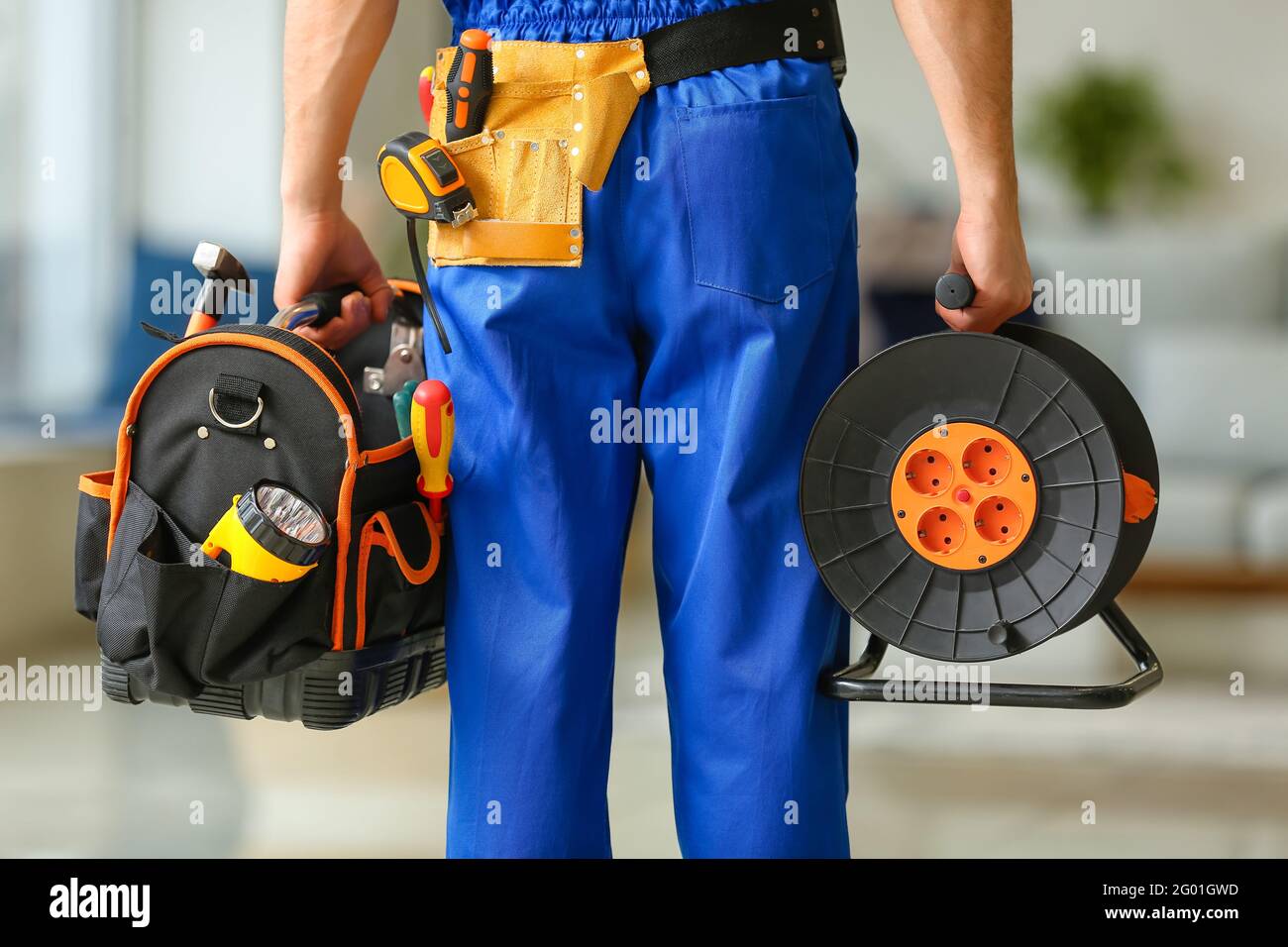 Back view electrician hi-res stock photography and images - Alamy