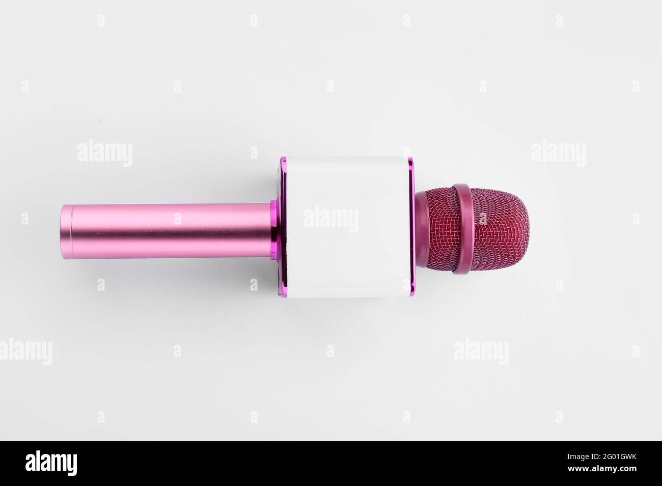 Modern microphone on white background Stock Photo - Alamy