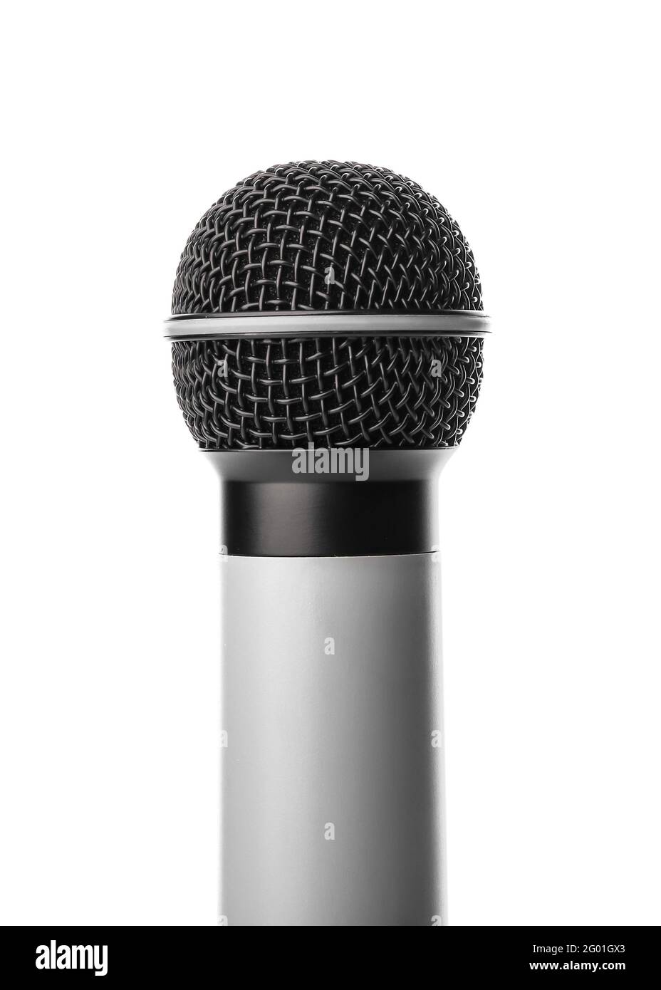 Modern microphone on white background Stock Photo - Alamy