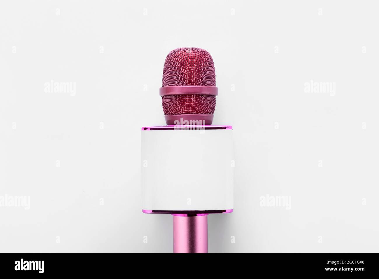 Modern microphone on white background Stock Photo - Alamy
