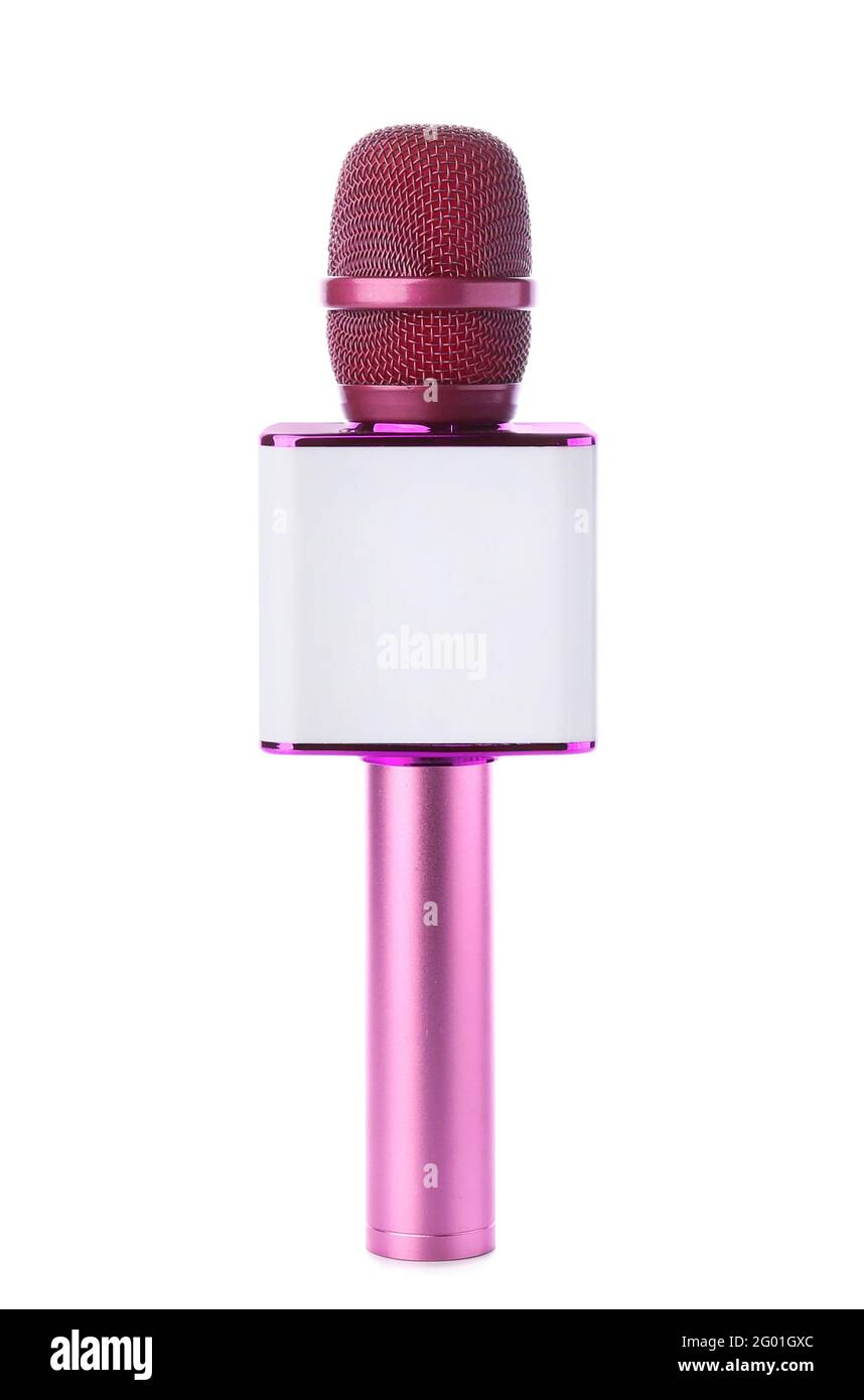 Modern microphone on white background Stock Photo - Alamy