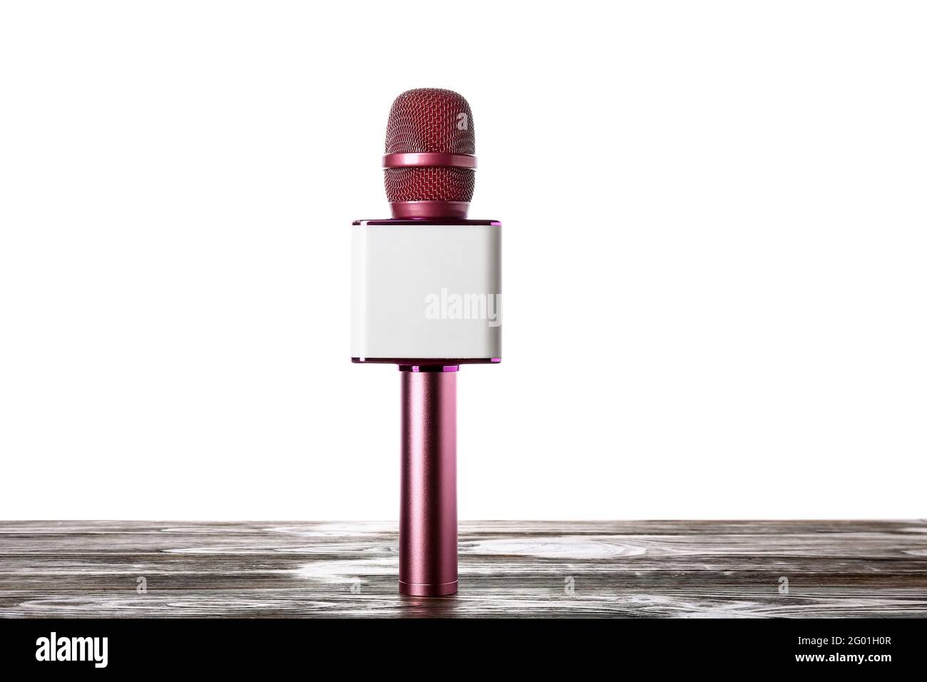 Modern microphone on white background Stock Photo - Alamy