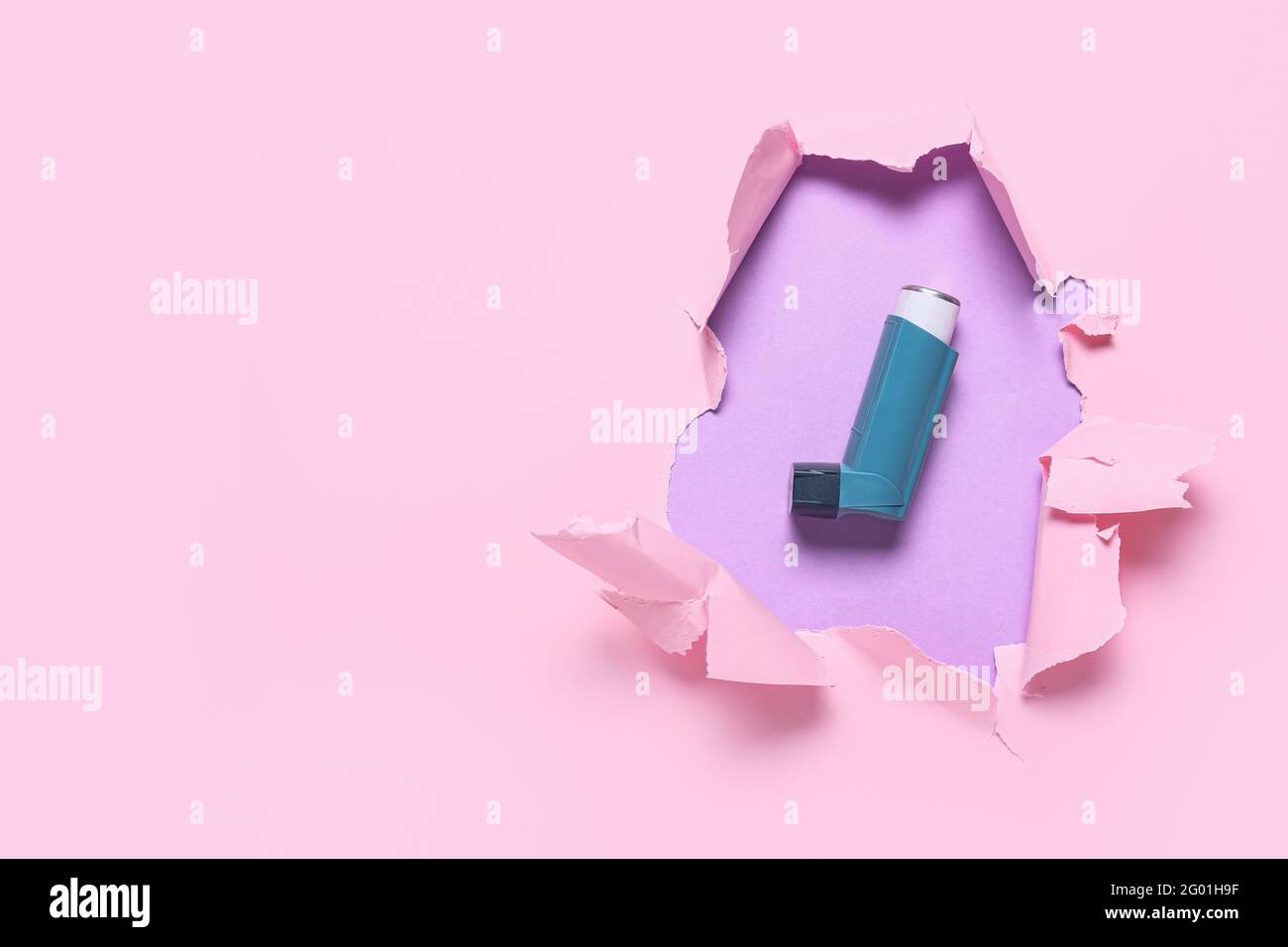 Modern inhaler on color background Stock Photo - Alamy