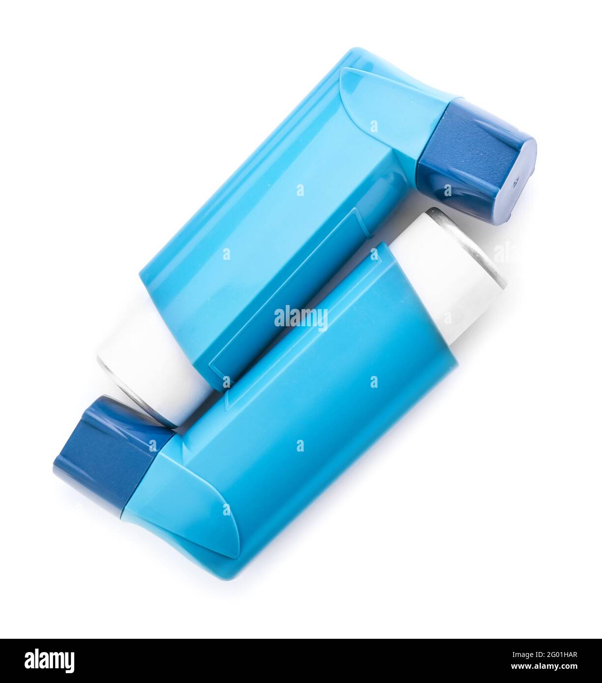 Modern inhalers on white background Stock Photo - Alamy