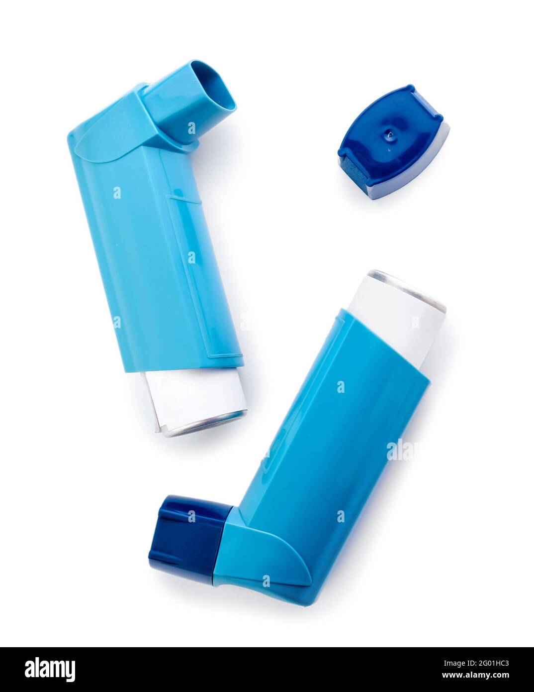 Modern inhalers on white background Stock Photo - Alamy