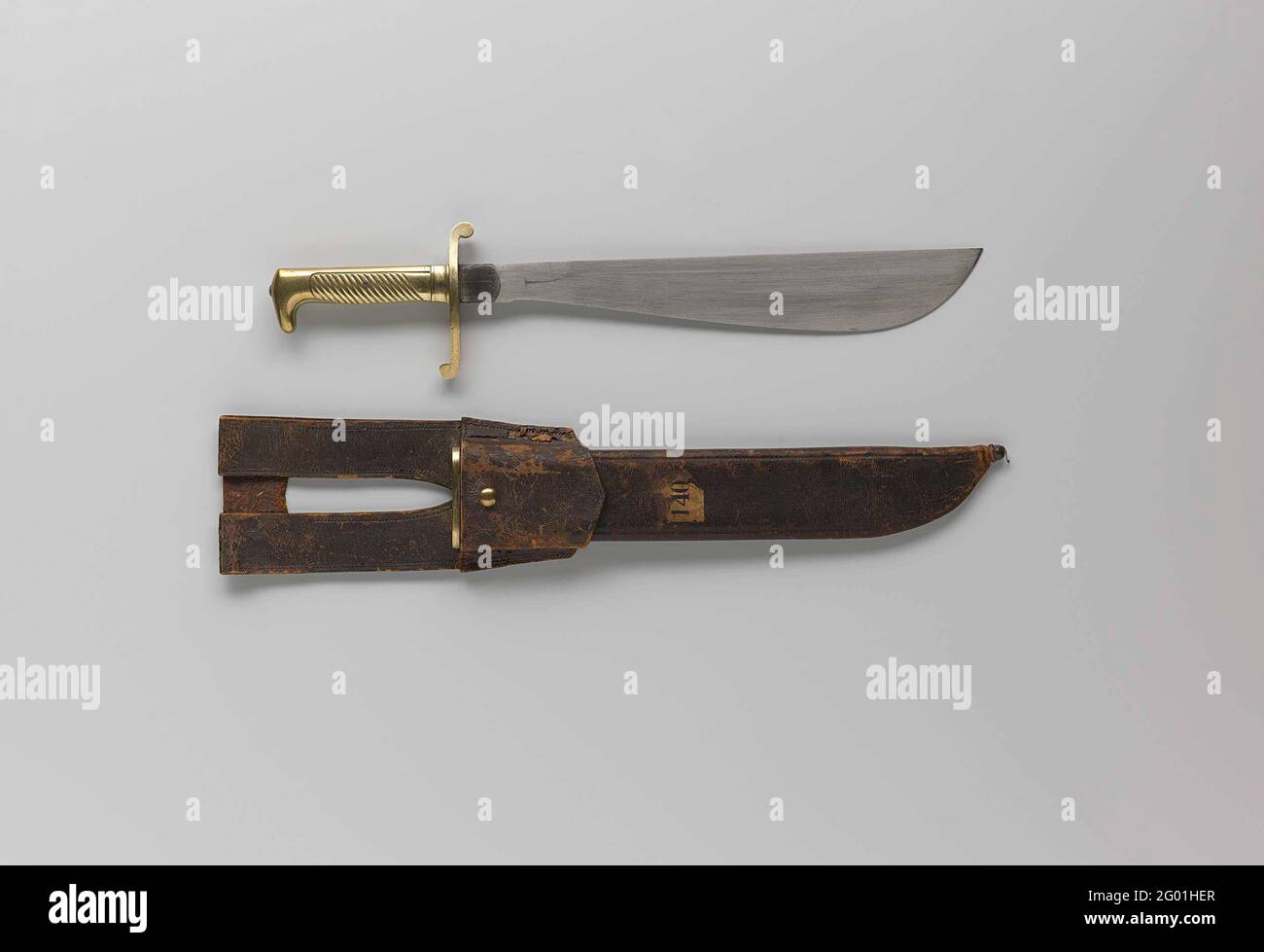 Cutlass and Scabbard. Cap knife with short click with straight back and ...