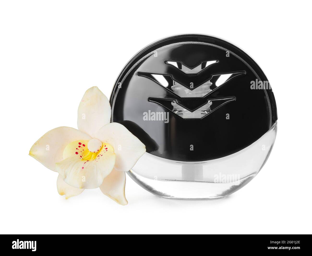 Vanilla car air freshener on white background Stock Photo - Alamy