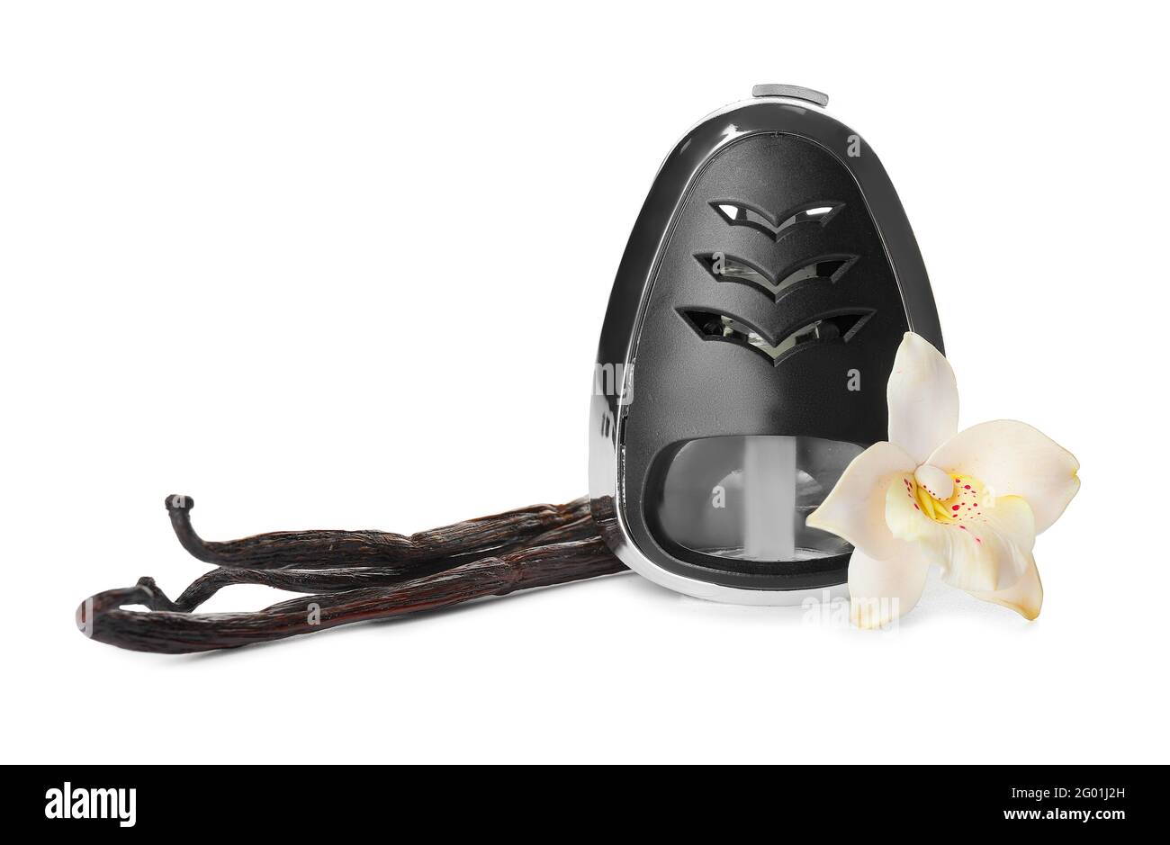 Vanilla car air freshener on white background Stock Photo - Alamy