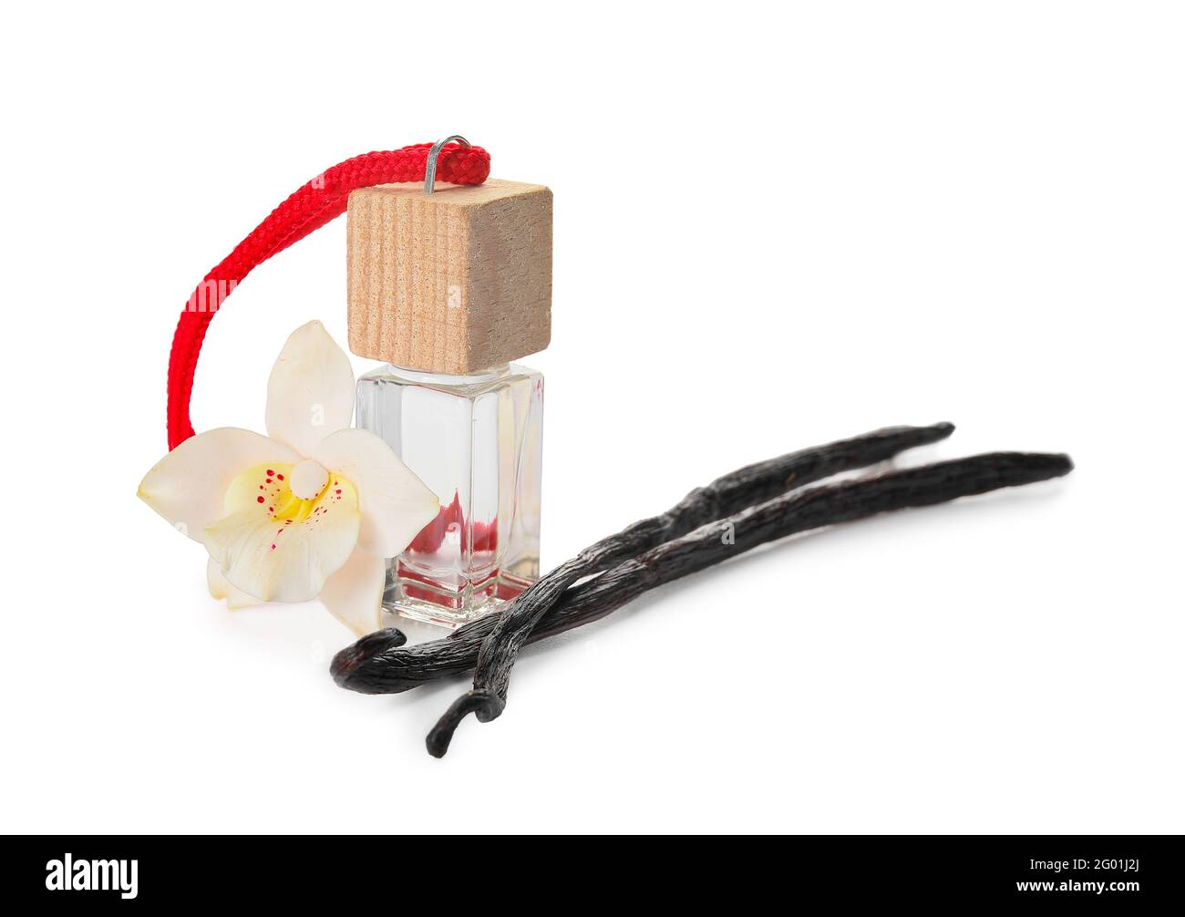 Vanilla car air freshener on white background Stock Photo - Alamy