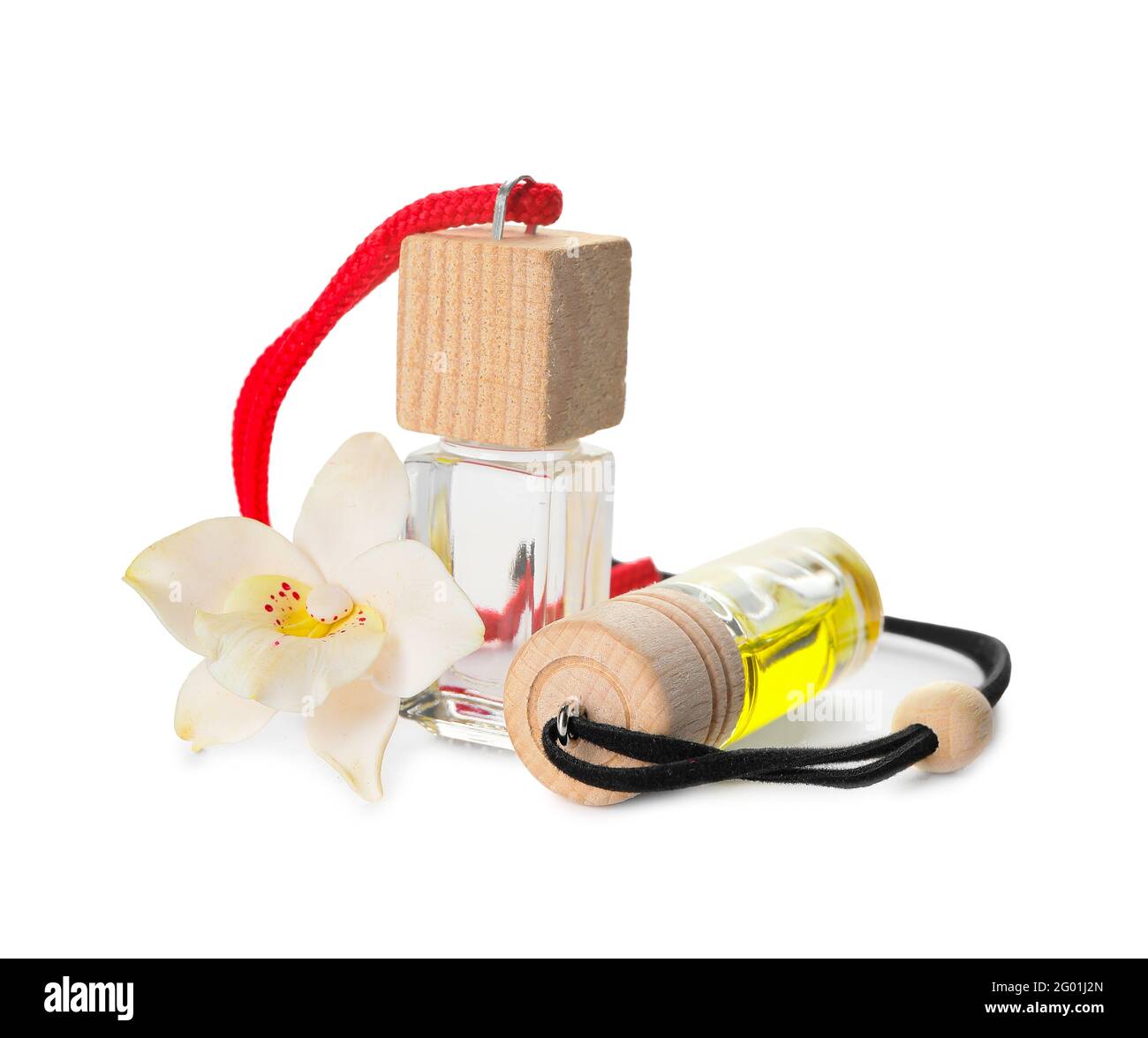 Vanilla car air fresheners on white background Stock Photo - Alamy