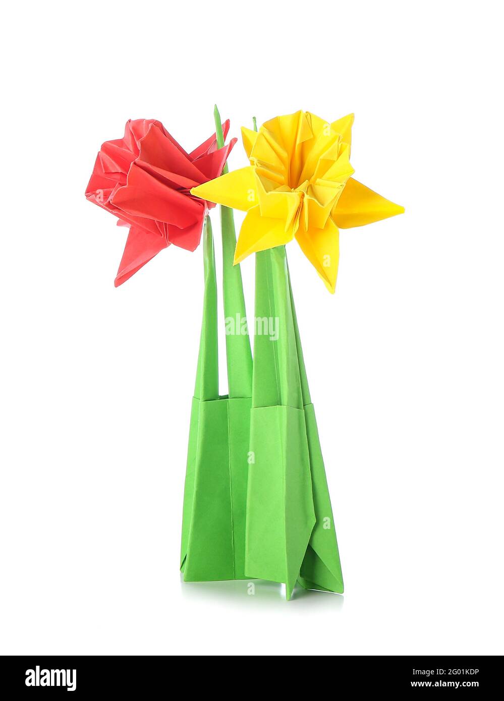 Origami daffodils on white background Stock Photo - Alamy
