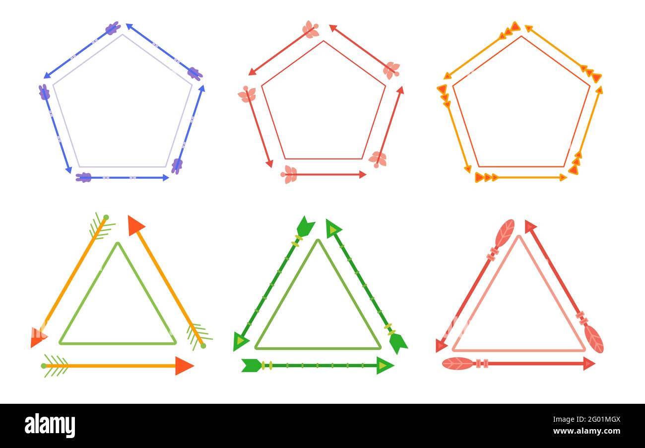 Set colorful arrows frames. Tribal native. Arrow bow in different ...